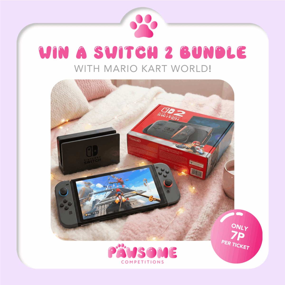 WIN A Nintendo Switch 2 & Mariokart World - Pawsome Competitions